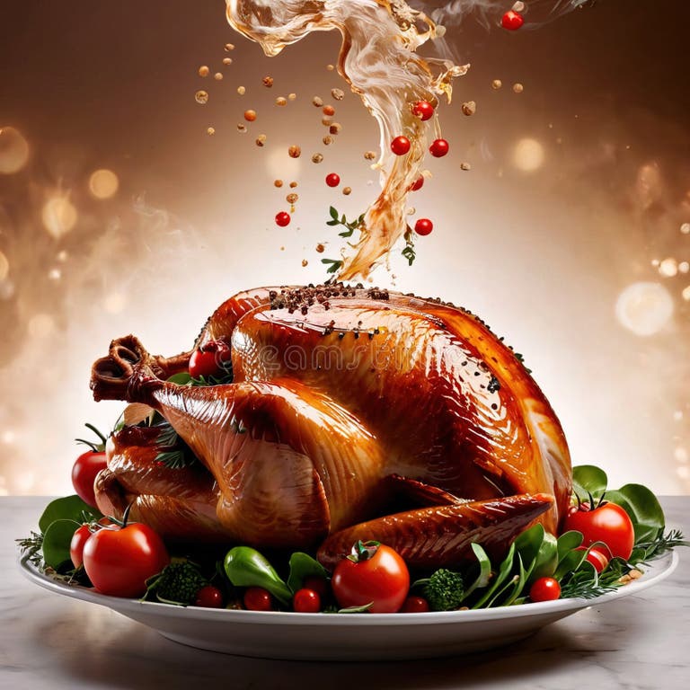 Roast Turkey Dinner, Steaming Hot, Dynamic Flying Bursting Layout Stock ...
