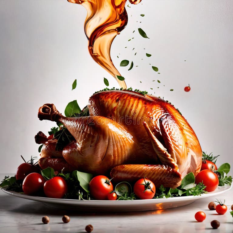Roast Turkey Dinner, Steaming Hot, Dynamic Flying Bursting Layout Stock ...
