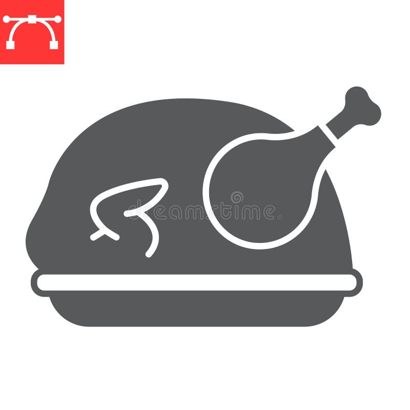 Roast turkey glyph icon stock vector. Illustration of editable - 253198373