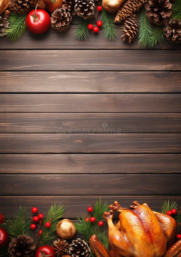 Roast Turkey Watercolor Winter Border Stock Illustration - Illustration ...