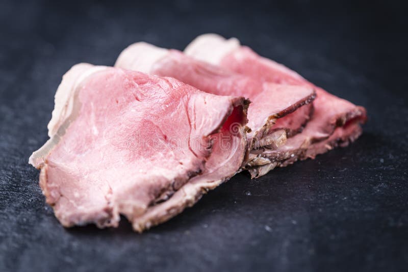 Roastbeef on a Slate Slab (selective Focus) Stock Photo - Image of ...