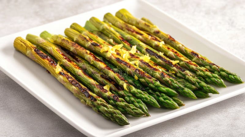 Roasted Asparagus on a Plate Stock Photo - Image of plate, roasted ...
