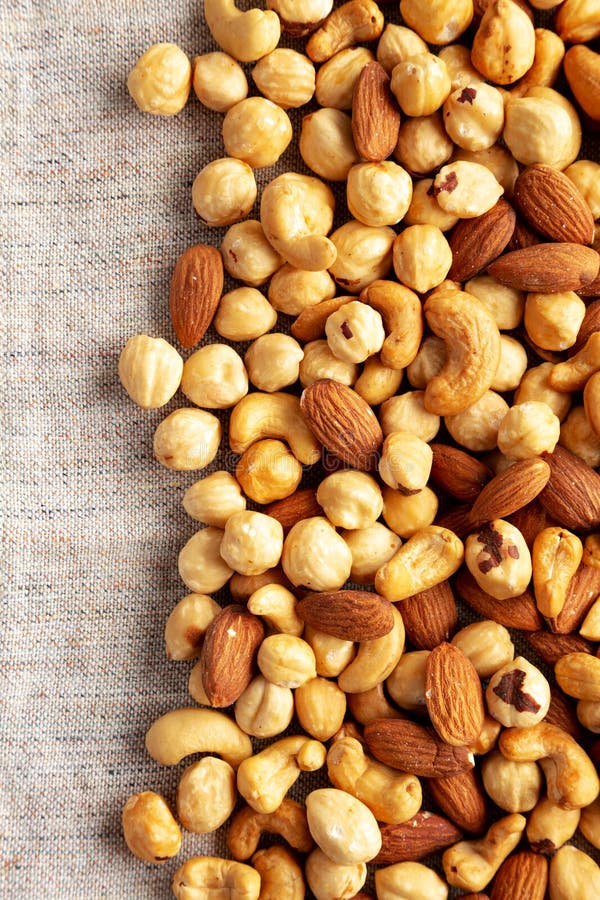 Roasted Assorted Nut Mix with Cashews, Almonds and Hazelnuts, Top View ...