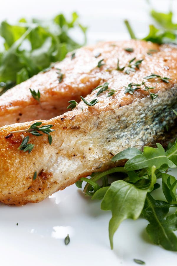 Roasted atlantic salmon . stock image. Image of fresh - 104177759