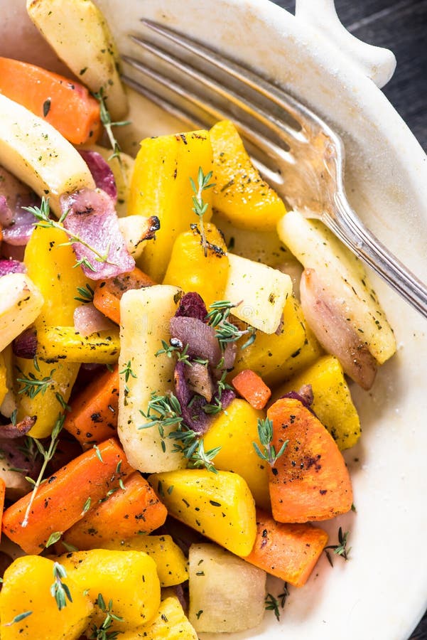 Roasted and Baked Root Vegetables Stock Image - Image of eating, fresh ...