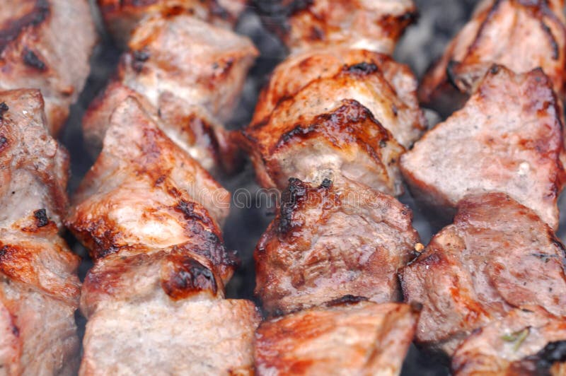 Roasted Barbecue Beef Meat Kebabs with Spice Stock Photo - Image of ...