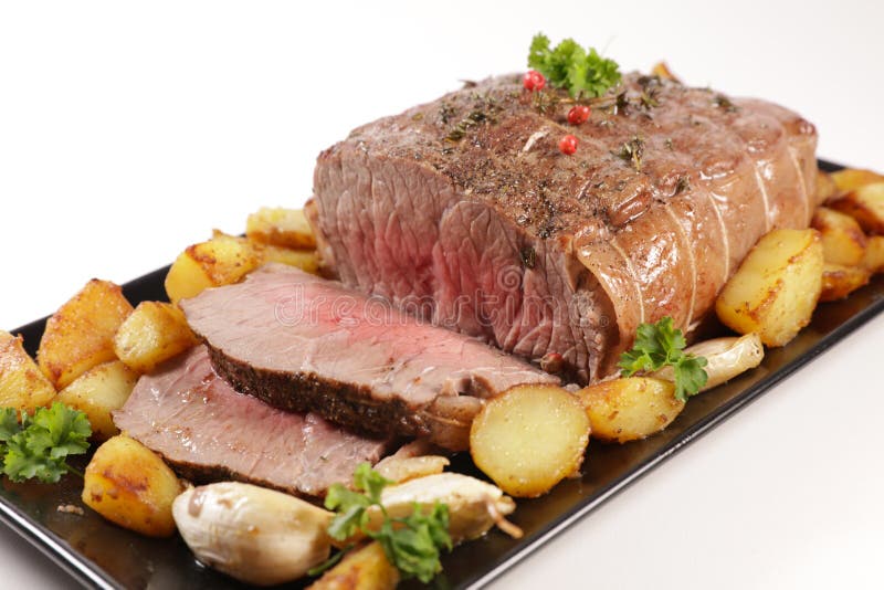 Roasted beef fillet stock image. Image of white, sliced - 195604931