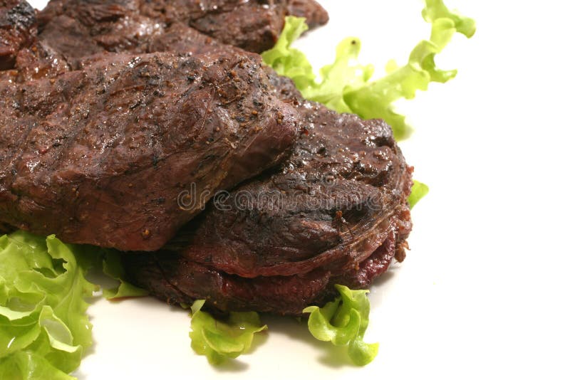 Roasted Beef Meat Over White Stock Photo - Image of protein, cooked ...