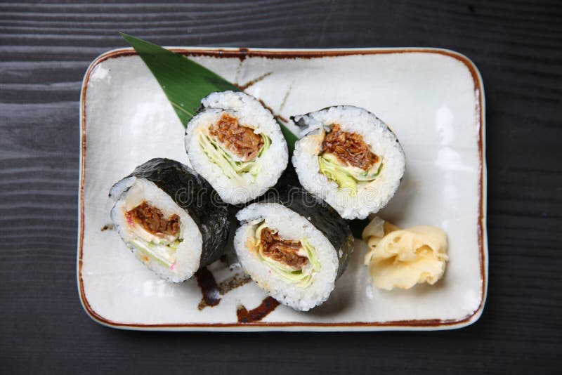 Roasted Beef Roll on a Dining Table Stock Photo - Image of snack ...
