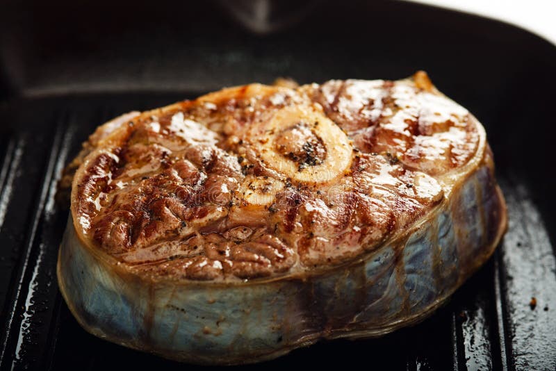Roasted Beef Shank on the Grill Pan Stock Photo - Image of dinner ...
