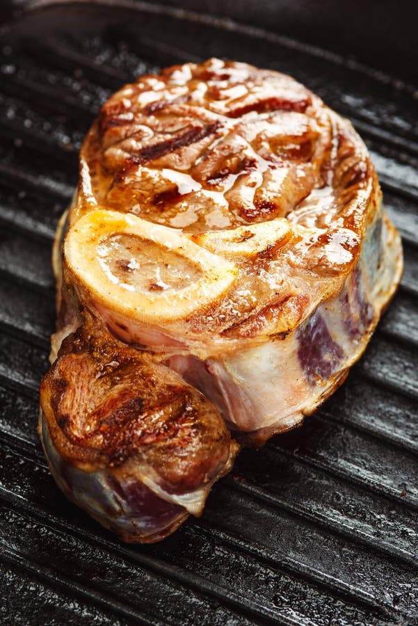 Roasted Beef Shank on the Grill Pan Stock Photo - Image of angus ...