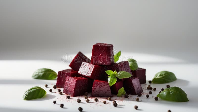 Roasted Beetroot Cubes with Basil and Peppercorns. Stock Image - Image ...