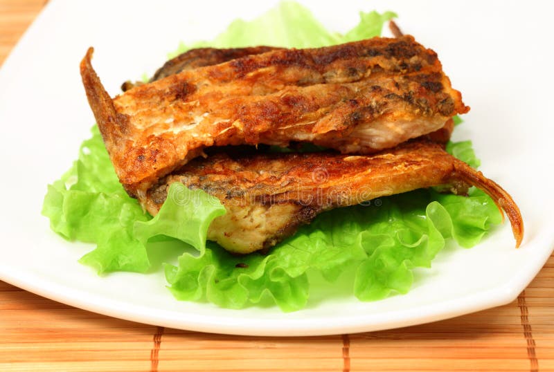 Roasted bream on a plate stock photo. Image of snack - 11606556