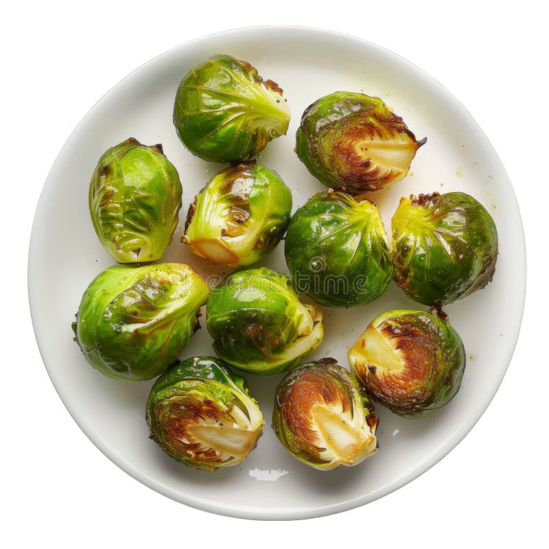 Roasted Brussel Sprouts on a White Plate Stock Image - Illustration of ...