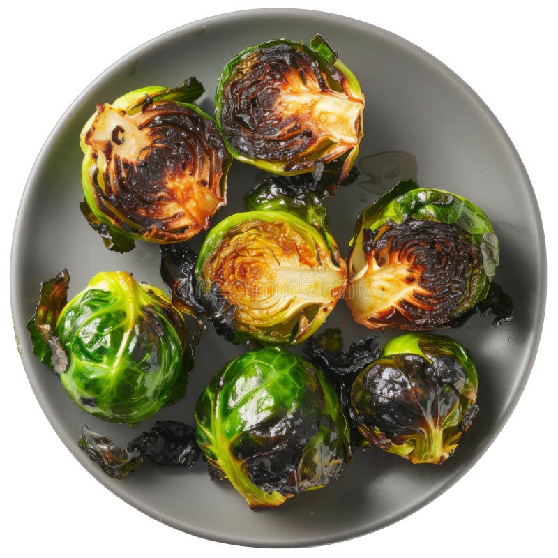 Roasted Brussels Sprouts on a Grey Plate Stock Image - Illustration of ...