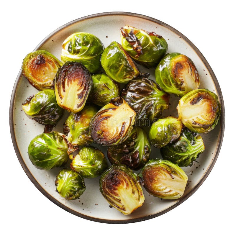 Roasted Brussels Sprouts on a Plate Stock Photo - Illustration of ...