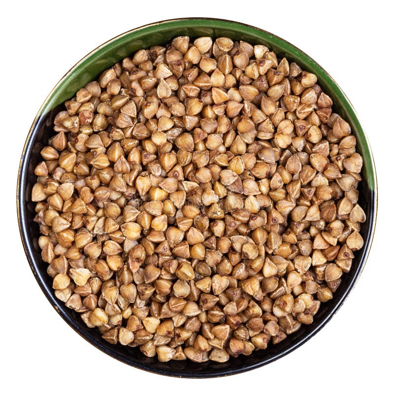 Roasted Buckwheat Grains in Round Bowl Isolated Stock Photo - Image of ...