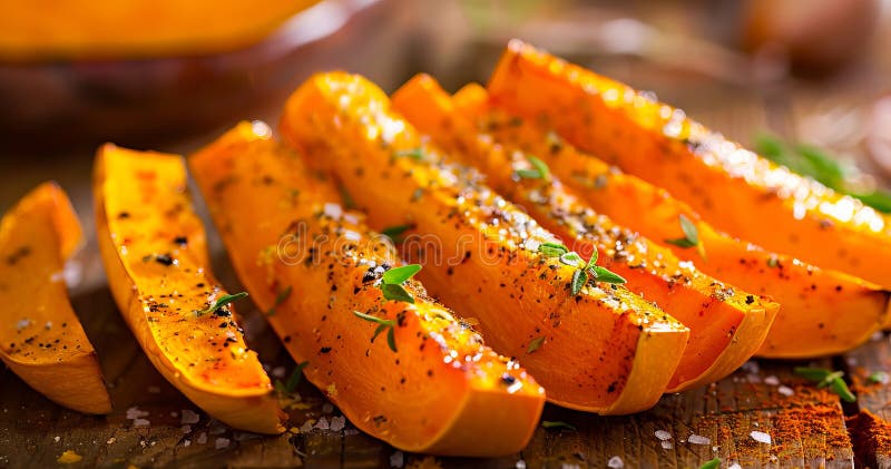 Roasted Butternut Squash with Herbs and Spices Stock Image - Image of ...