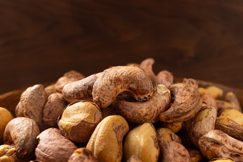 Roasted Cashew Nuts with Shells Stock Photo - Image of shelled ...