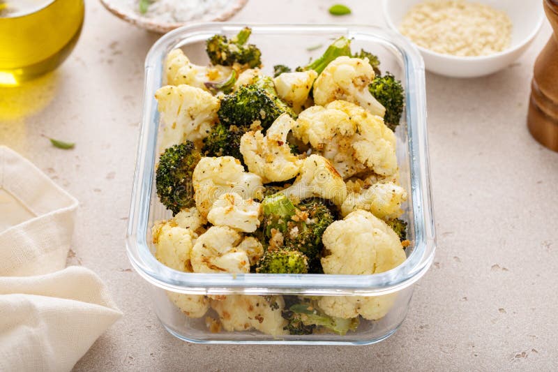 Roasted Cauliflower and Broccoli in a Meal Prep Container, Healthy ...