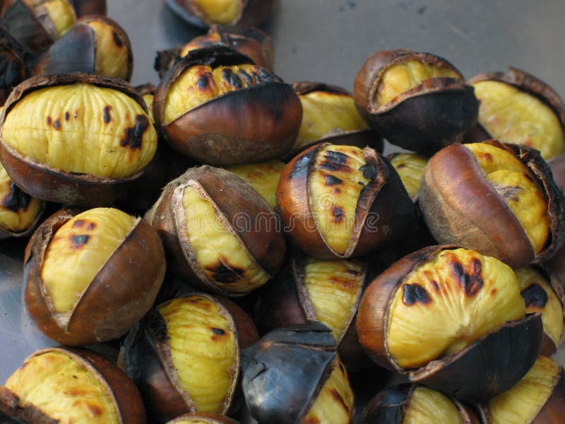 Roasted chestnuts closeup stock image. Image of roasted - 1448535