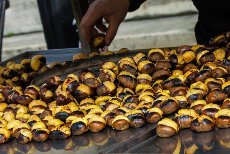 Roasted chestnuts stock image. Image of snack, snacks - 43523675