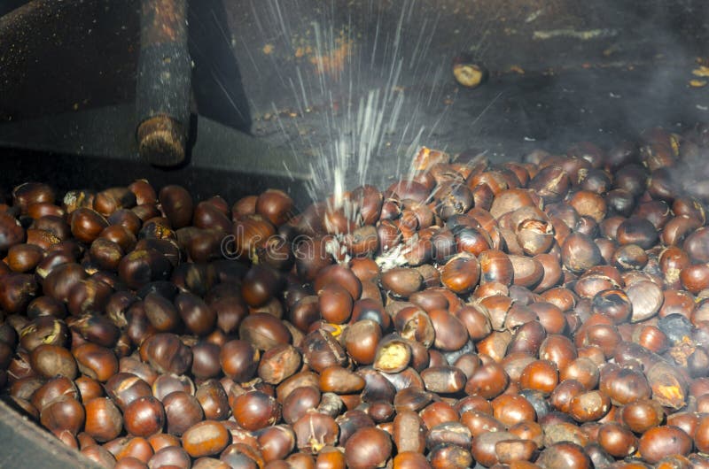 Roasted Chestnuts Cooked on the Grill Stock Photo - Image of tradition ...