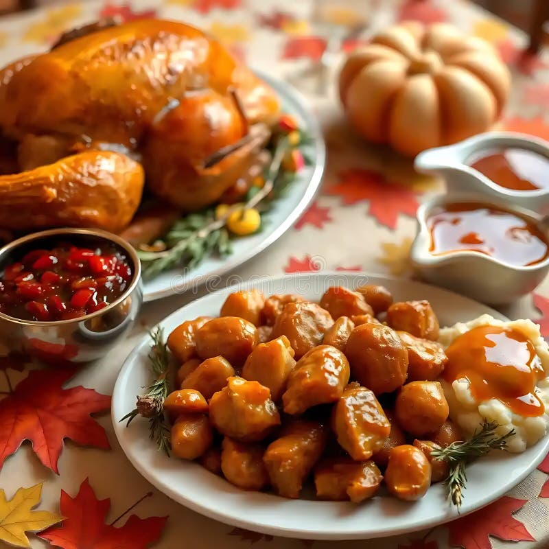 Roasted Chestnuts and Mashed Potatoes Thanksgiving Feast Stock ...