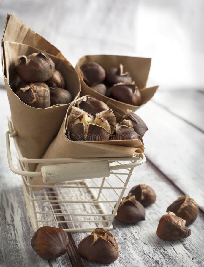 Roasted chestnuts stock image. Image of spoon, roasted - 35581903