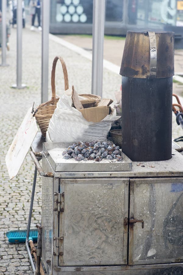 Roasted Chestnuts Stand in the Street Stock Photo - Image of christmas ...