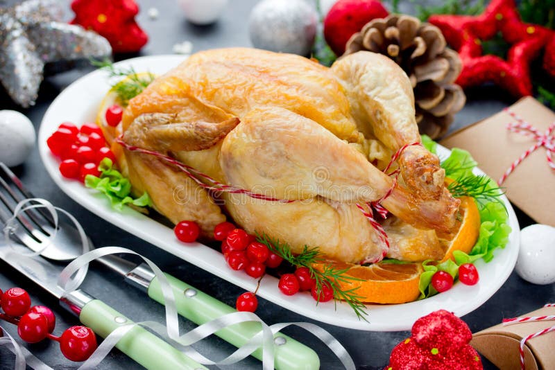 Roasted Chicken for Christmas Stock Image - Image of breakfast, cuisine ...