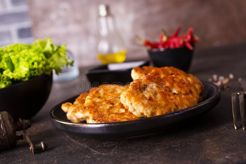Roasted Chicken Cutlets on Plate Stock Photo - Image of nourishment ...