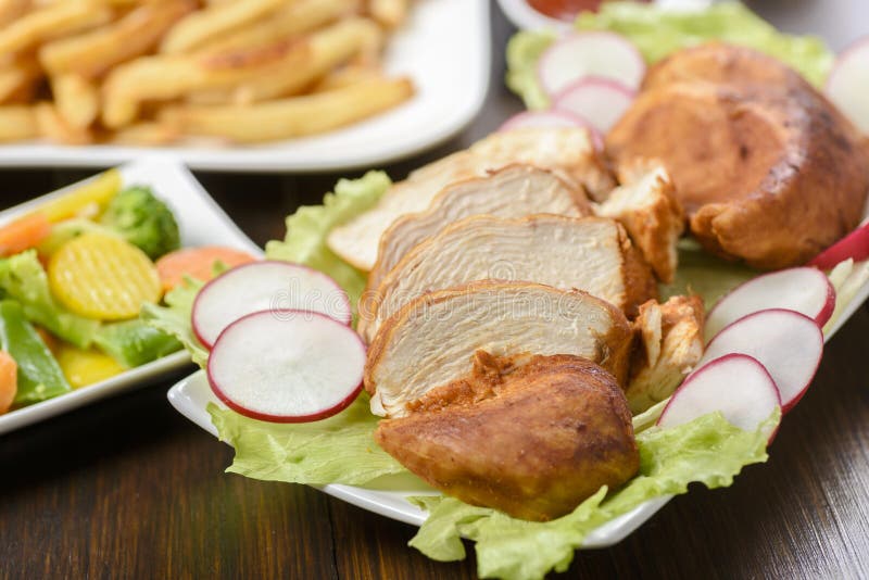 Roasted chicken fillet stock photo. Image of filet, breast - 131308712