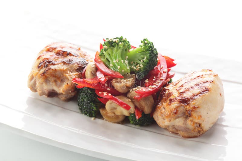 Roasted Chicken with Garnish Stock Photo - Image of gourmet, beef: 27497646