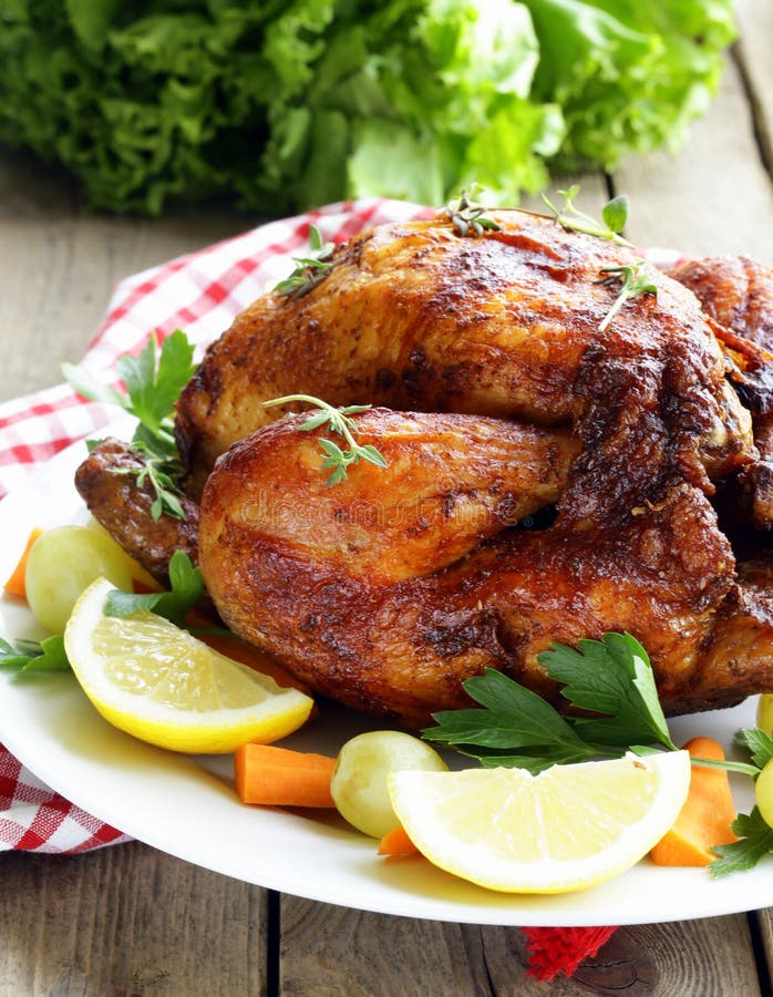 Roasted chicken with herbs stock photo. Image of herb - 32681676