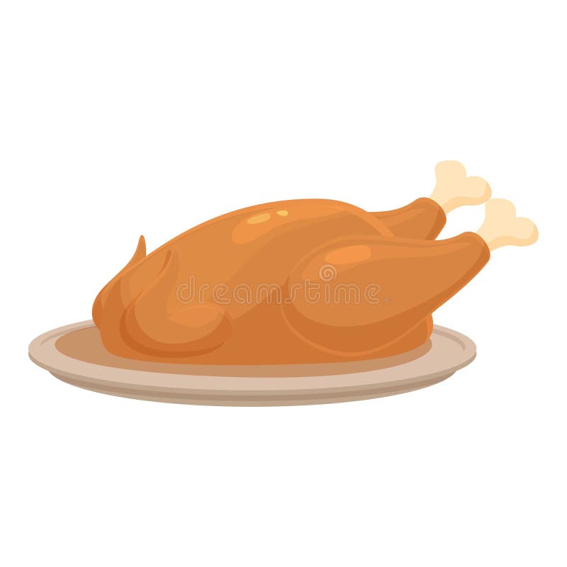 Roasted Chicken Illustration on Plate Stock Vector - Illustration of ...