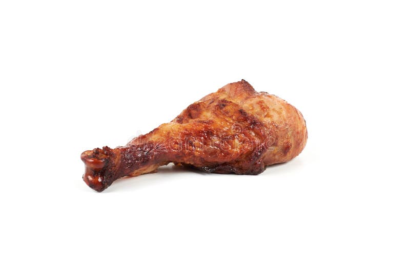 Roasted Chicken Leg Isolated on White Background. Stock Photo - Image ...