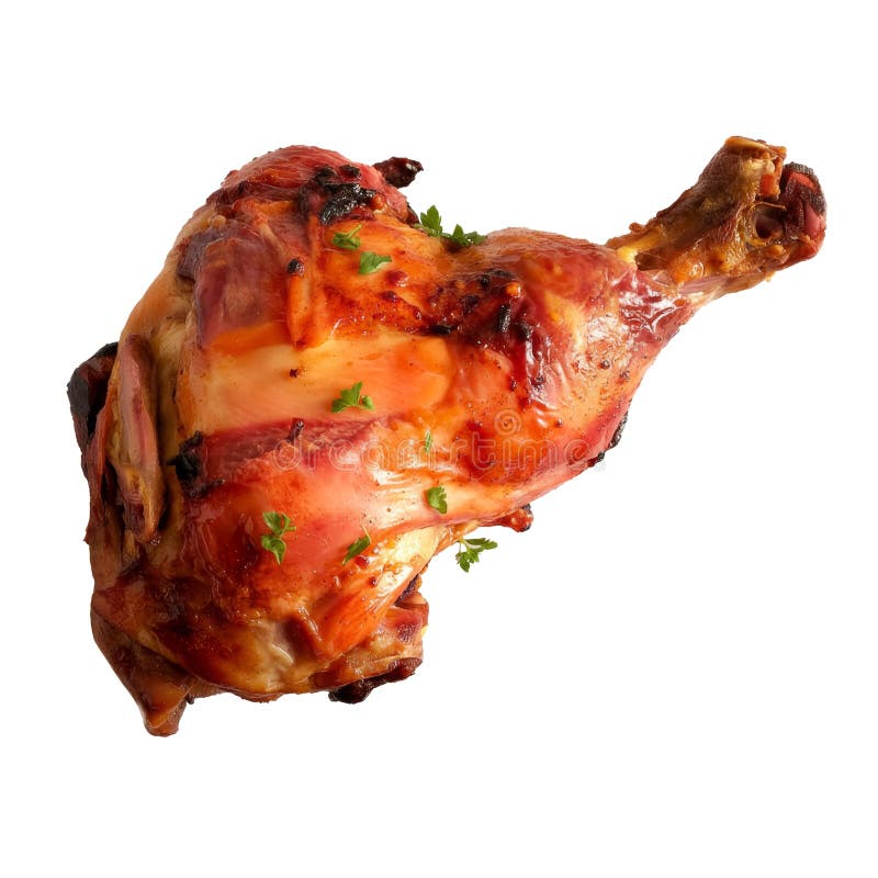 Roasted Chicken Leg Quarter Isolated on White Background Stock ...