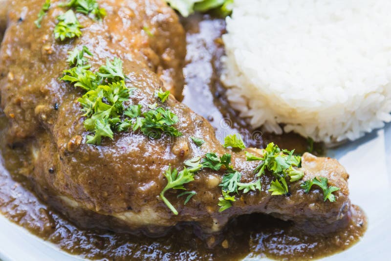 Roasted Chicken Leg with Rice Stock Image - Image of cooked, dish: 92039661