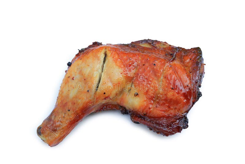 Roasted Chicken Leg on White Background. Image with Clipping Path Stock ...