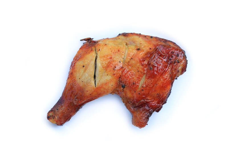 Roasted Chicken Leg on White Background. Image with Clipping Path Stock ...
