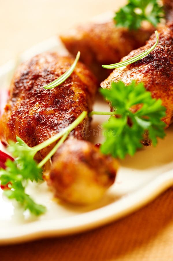Roasted Chicken Legs on a Plate Stock Image - Image of meat, chicken ...