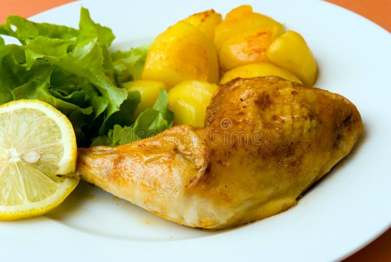 Roasted Chicken Legs with Pota Stock Image - Image of food, meat: 3264815