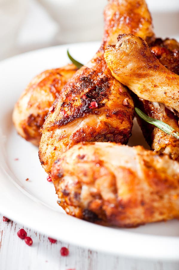 Roasted Chicken Legs with Rosemary and Pnk Pepper Stock Photo - Image ...