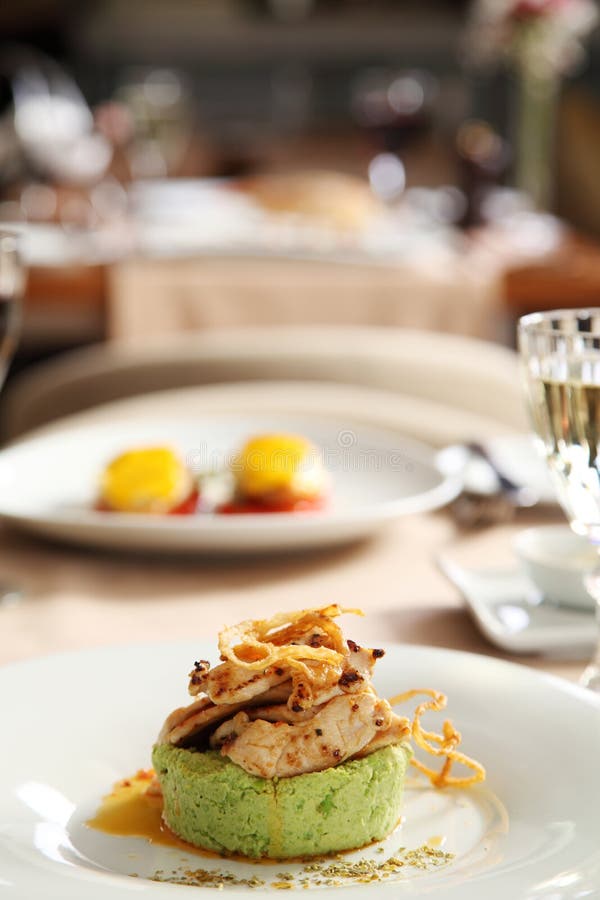 Roasted Chicken in a Luxury Restaurant Stock Photo - Image of vegetable ...