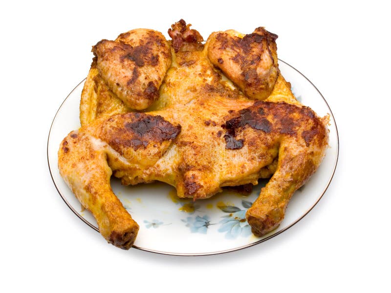 Roasted chicken on plate stock photo. Image of meat, health - 1924774