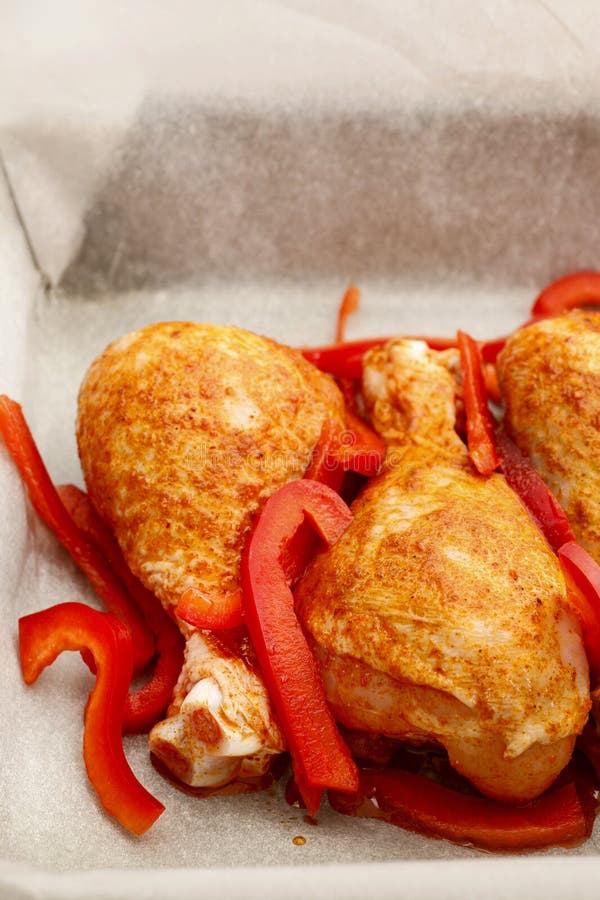 Roasted Chicken with Red Pepper Stock Image - Image of poultry, asian ...