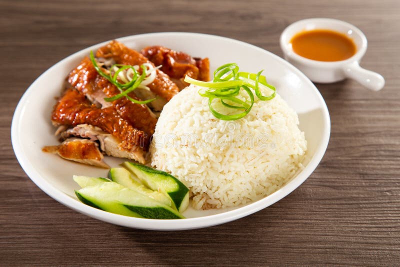 Roasted Chicken Rice from a Hawker Stall Stock Photo - Image of dinner ...