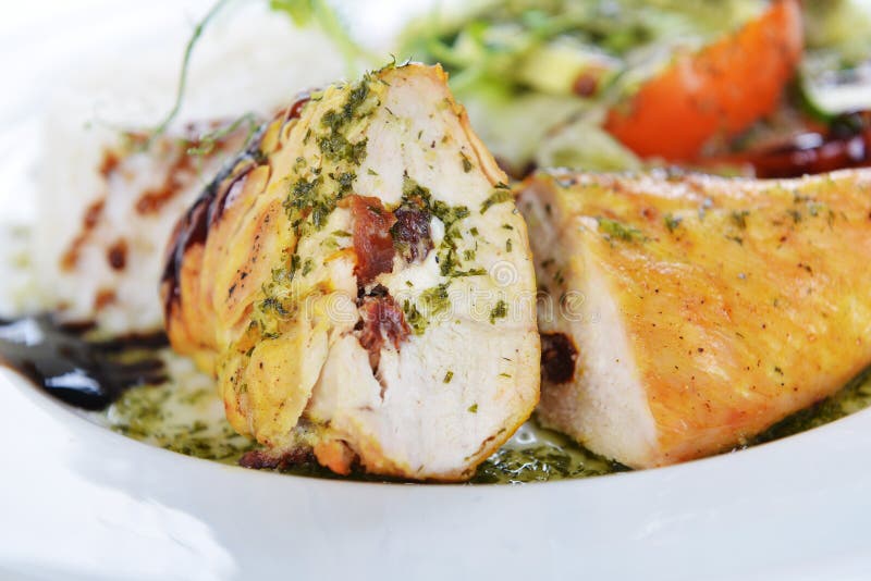 Roasted chicken and rice stock image. Image of portion - 56065289