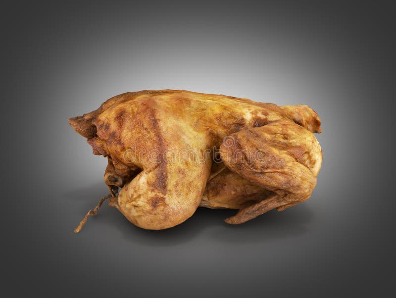 Roasted Chicken Side View Isolated on Grey Gradient Background 3d ...